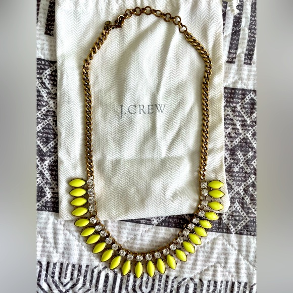 J. Crew | Jewelry | J Crew Chunky Gold Necklace With Neon Yellow And ...